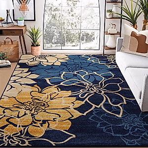 GlowSol Area Rug 9x12 Large Modern Rug Floral Rugs for Living Room Bedroom Thick Durable Stain-Resistant Rug Low Pile Dining Office Mat Non-Shedding Carpet for Bedroom Nursery Basement Decor
