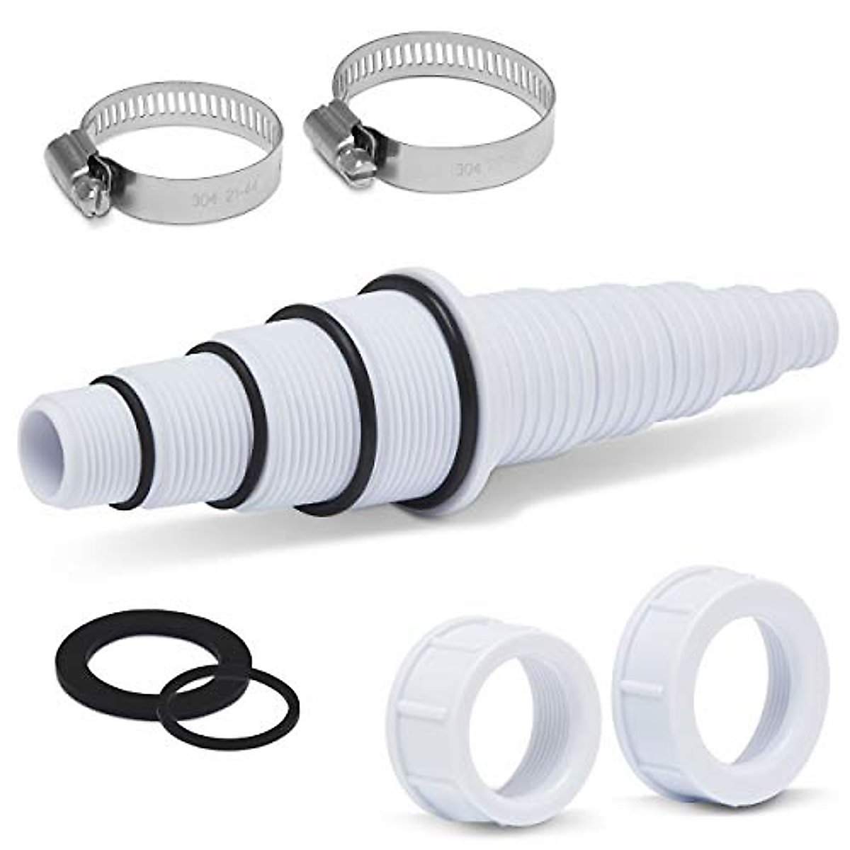 Sealproof Pool Hose Adapter, 30 Configurations, Compatible with Most Pumps, Skimmers, and Filters, White
