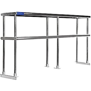 Express KitchQuip NSF Certified 18 Gauge Heavy Duty Stainless Steel Double Overshelf with Brackets 12"x96"