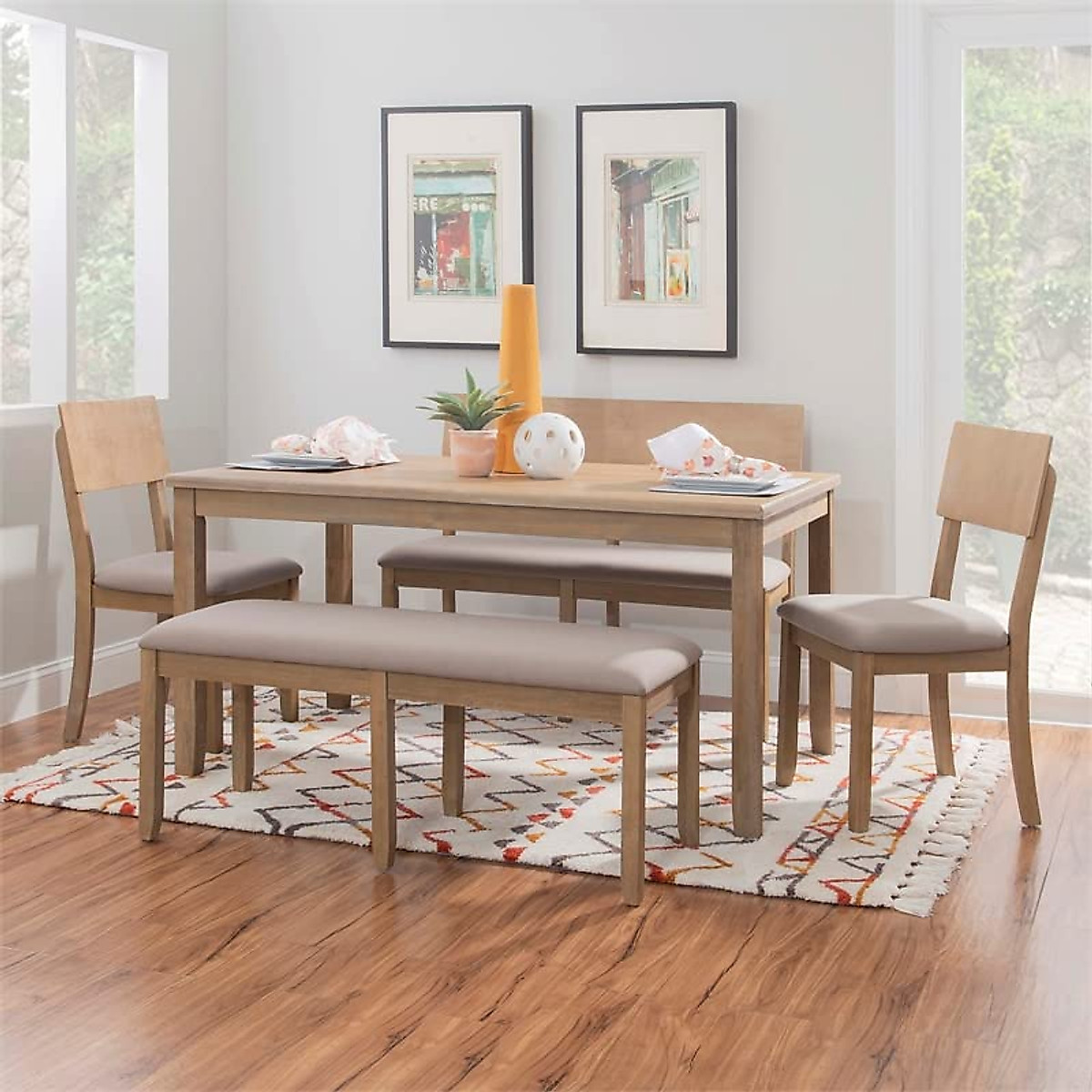 Linon Jordan Wood Dining Table in Washed Gray