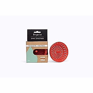 Dripsie Sink Strainer - Clog-Resistant and Flexible - Universal Kitchen Sink Drain Strainer - Made in The USA (1-Pack Red)