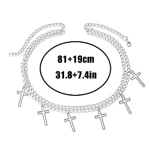 ELABEST Cross Waist Chain Belt Punk Oval Link Belly Body Chain Party Body Jewelry Accessories for Women and Girls