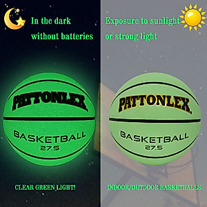 PATTONLEX Glow in The Dark Basketball Size 5 Kids Youth Composite Leather Basketball 27.5 for Indoor Outdoor Night Basketball Light Up Green