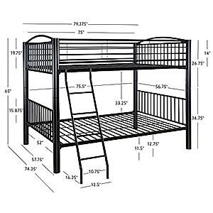 Powell Heavy Metal Bunk Bed, Full-Over-Full, Black