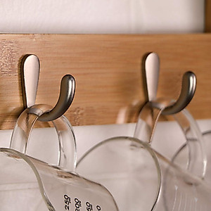 Encozy Coffee Mug Wall Rack, Holder, and Organizer - 7 Hooks Mug with Shelf for Your Favorite Mugs - Adds Charm to Any Kitchen or Office Décor (Bamboo)