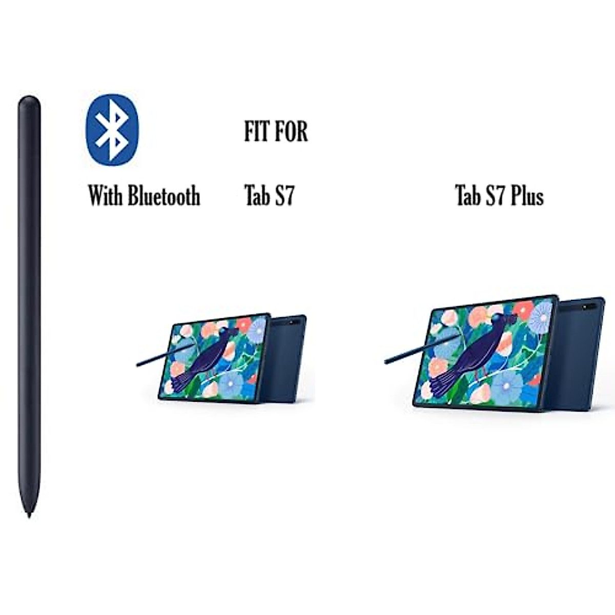 Tab S7 S Pen (WithBluetooth) (4,096 Pressure) Replacement for Samsung Galaxy Tab S7|Tab S7 Plus All Verisons +Tibs/Nibs (Black)