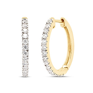 SAVEARTH DIAMONDS 1 1/10 ct.t.w Round Cut Lab Created G-H Color Moissanite Diamond Hoop Earrings In 14K Yellow Gold Over Sterling Silver Jewelry For Women Engagement Wedding, (1.10 Cttw, VVS1 Clarity)