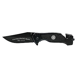 US Army Folding Elite Black Stealth Tactical Knife - Spring Assisted US Army Rescue Knife - Great Gift for the Soldier in your Life