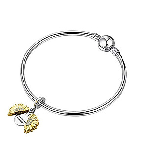 NanMuc Women Sunflower Charm You are My Sunshine Gold Plated Bead for Pandora Bracelets Wife friend Jewelry Mothers Day Gifts