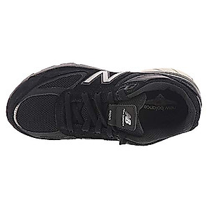 New Balance 990 V5 Lace-Up Sneaker, Black/Silver, 4 Wide US Unisex Big_Kid