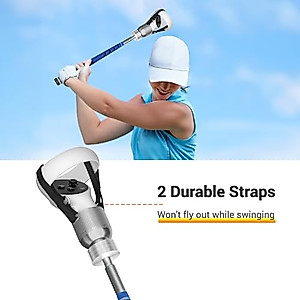 ZHGM Adjustable Weighted VR Golf Club Attachment for Oculus Quest 2/ Meta Quest 2, Aluminum Golf Club Handle Accessory with Realistic Rubber Grip& 2 Straps, 1: 1 Molded Controller Cup, Blue
