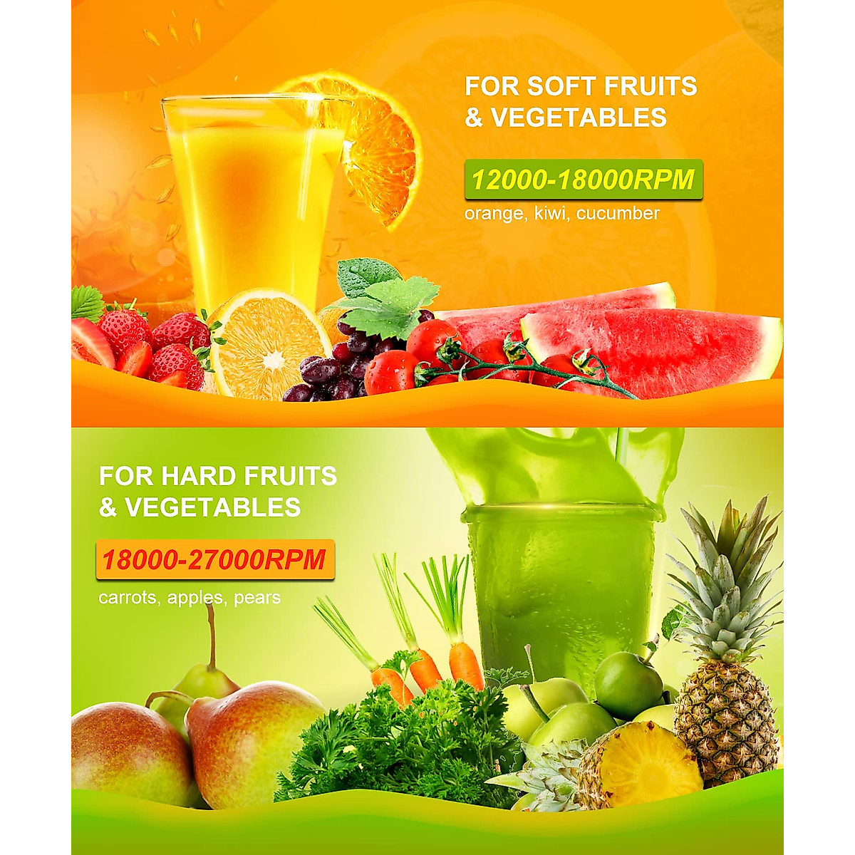 Juicer, 600W Juicer Machines 3 Speeds with 3'' Feed Chute, Juicer Extractor for Whole Fruits & Vegs, Dishwasher Safe, BPA-Free, Non-Drip Function