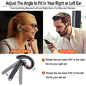 SZYCD Bluetooth Headset, Business Wireless Bluetooth Earpiece V4.1 Hands-Free Earphones with Stereo Noise Canceling Mic, Compatible iPhone Android Cell Phones Driving/Business/Office (Black)