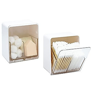 Artilife Bathroom Qtip Holder Canisters for Cotton Swabs, Cotton Balls, Cotton Rounds, Vanity Countertop Storage Organizer Container (1 Pack)