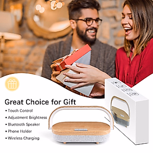 iGaur LED Bedside Lamp, Touch Lamps for Bedroom Nightstand, 4 in 1 Bedside Table Lamp with Wireless Charger, Portable Bluetooth Speaker, Phone Holder, Dimmable Charging Birthday Gifts for Women