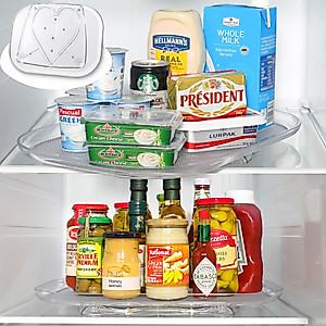 Rectangle Lazy Susan Turntable for Refrigerator, Fridge Organizers and Storage, Clear Fridge Turntable, Lazy Susan Organizer for Fridge, Cabinet, Kitchen, Countertop, Table, Pantry, Under Sink