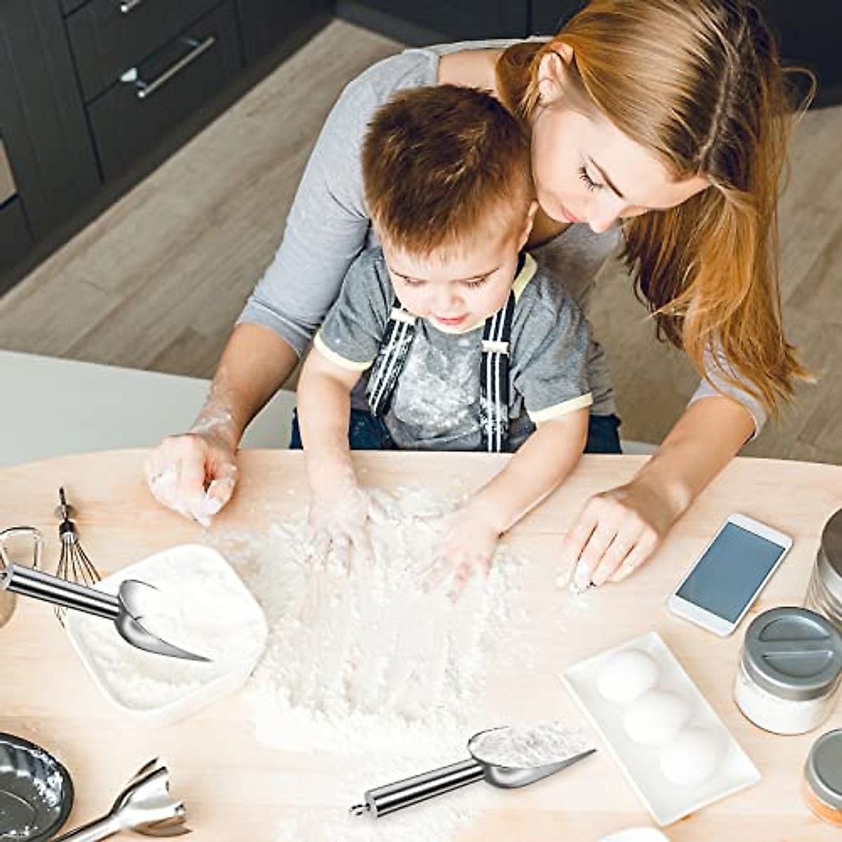 Metal Ice Scoop 5 Oz, 4 Pcak Stainless Steel Utility Scoop, Kitchen Ice Scooper for Ice Maker, Dishwasher Safe Kitchen Scoop for Weddings/Bar/Ice Bucket/Kitchen/Popcorn, Small Food Scoops