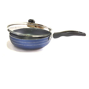 Frying Pan Non Stick Fry Pan With Glass Lid Skillet Omelet Pan Nonstick Cookware Aluminium Deep Fry Pan Induction Compatible 9.5 Inch Pan Non-Stick Covered Fry Pan Stir Fry Pans(Hand wash only)