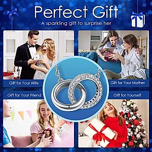 GELVTIC 925 Sterling Silver Necklaces for Women Fashion Dainty Pendant Necklace 18K White Rose Gold Plated Necklace CZ Jewelry Simple Trendy Rhinestone Necklaces Valentine Christmas Gift for Mother Mom Best Friend Bridesmaid,18” (07-Silver)