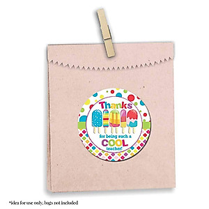 You’re A Cool Teacher Popsicle Themed Teacher Appreciation Thank You Sticker Labels, 40 2" Party Circle Stickers by AmandaCreation, Great for Envelope Seals & Gift Bags