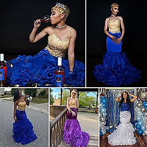 Fanciest Women's Spaghetti Straps Prom Dresses 2023 Mermaid Long Appliques Formal Evening Gown Red US14