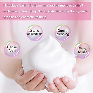 Lash Shampoo 50ml Eyelash Extension Cleanser with Brush and Mascara Wand Eyelid Foaming Cleanser Lash Foam Shampoo for Lash Extensions (50ml/1.7fl oz)
