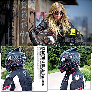Modular Flip Up Motorcycle Helmet Bluetooth Integrated Full Face Helmet,DOT Approved Motorbike Street Bike Helmet with Bluetooth,Auto Answer, Adult Unisex