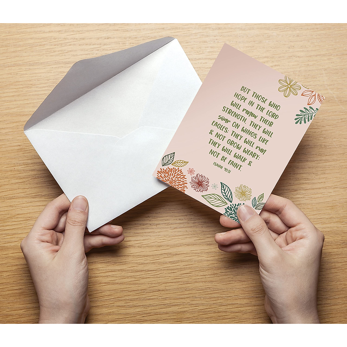 Better Office Products 50 Pack Inspirational Christian Greeting Cards with Envelopes, 6 Bible Verses, 6 Designs, 4x6 Inch, Scripture Notecards for All Occasions,(Floral Harvest)