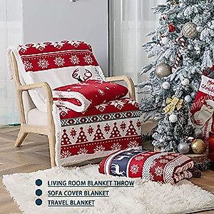 Christmas Throw Blanket, Soft Cozy Fleece Sherpa Fuzzy Blanket, Warm Plush Fluffy Flannel Throw Blanket Fall Winter for Couch Bed 50" X 60"