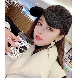 Warm-Winter-Fuzzy-Baseball-Caps-Women-Men-Fluffy-Teddy-Fleece Faux-Lamb-Wool-Basellball-Hat Black