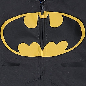 Warner Bros. DC Comics Superman and Batman Boys Long Sleeve Zip Up Hooded Romper for Newborn, Infant and Toddler