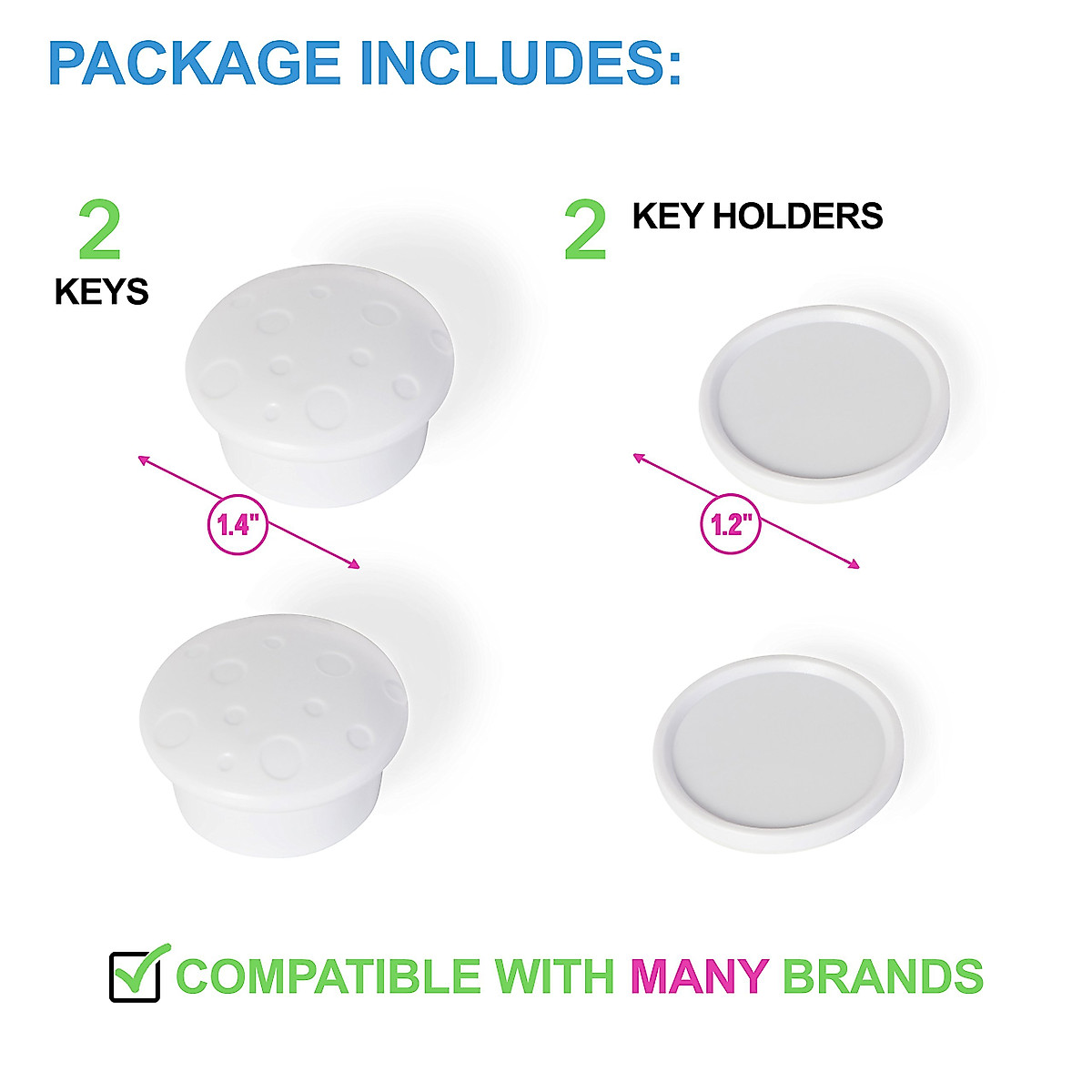 Magnetic Cabinet Locks Replacement Keys (2 Pack) | Baby Proofing Door Locks For Kids Safety Extra Strong Magnets | Universal Fit for Child Safety Cabinet Locks Brand | Key Holder Included