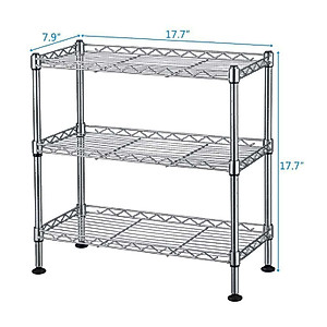 MAXCBD 3 Tier Adjustable Storage Shelving Unit Metal Organizer Wire Rack Shelf 17.72" H