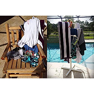Pool & Spa Towel Rack Premium Extra Tall Towel Tree Outdoor PVC White