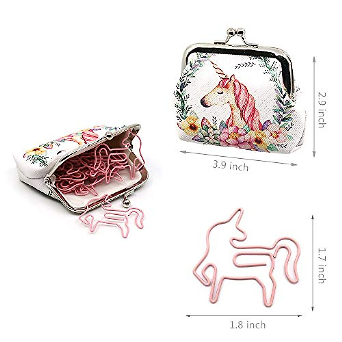 Unicorn Paper Clips, Cute Small Animal Shape Paperclips - Bookmark Clips Metal File Note Clips Page Marker for School Wedding Party Invitation Decoration - Planner Paperclips (20 pcs) (Unicorn)