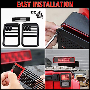 RT-TCZ Tail Light Guards Covers Brake Light Cover For Rear Taillights 2007-2017 Jeep Wrangler JK Unlimited Accessories (US Flag-1)