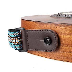 CLOUDMUSIC Tenor Concert Soprano Baritone Ukulele Strap Coloful Hawaii Floral Jacquard For Adult Size And Kids(Hawaiian Blue)