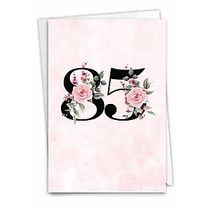 NobleWorks - 85th Milestone Birthday Greeting Card with 5 x 7 Inch Envelope (1 Card) Floral Age 85 C8263MBG
