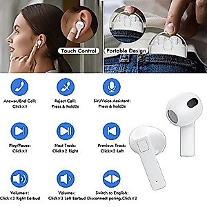 TITACUTE Wireless Earbud Bluetooth Headphone Clear in-Ear Earphone for iPhone 14 13 Pro Max 12 11 XR 8 Galaxy Z Flip Fold 4 3 Samsung S23 S22 S21 S20 A53 A14 Pixel 6 7 6a Noise Canceling USB C Headset