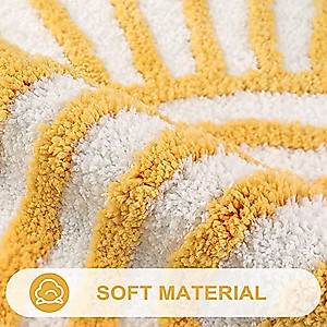 Uphome Boho Bathroom Rugs Yellow and White Sun Bath Mat Non Slip Water Absorbent Microfiber Bath Rug Modern Minimalism Aesthetic Machine Washable Floor Mats for Bathtub Sink Shower, 18x26 inch