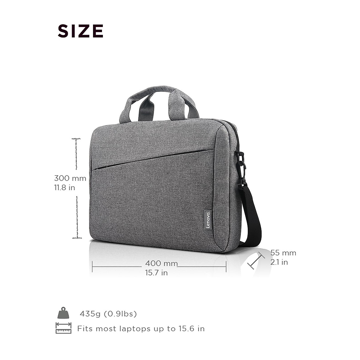 Lenovo Laptop Carrying Case T210, fits for 15.6-Inch Laptop and Tablet, Sleek Design, Durable and Water-Repellent Fabric, Business Casual or School, GX40Q17231 - Grey