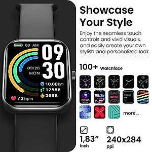 TOZO S3 Smart Watch (Answer/Make Call) Bluetooth Fitness Tracker with Heart Rate, Blood Oxygen Monitor, Sleep Monitor IP68 Waterproof 1.83-inch HD Color for Men Women Compatible with iPhone & Android