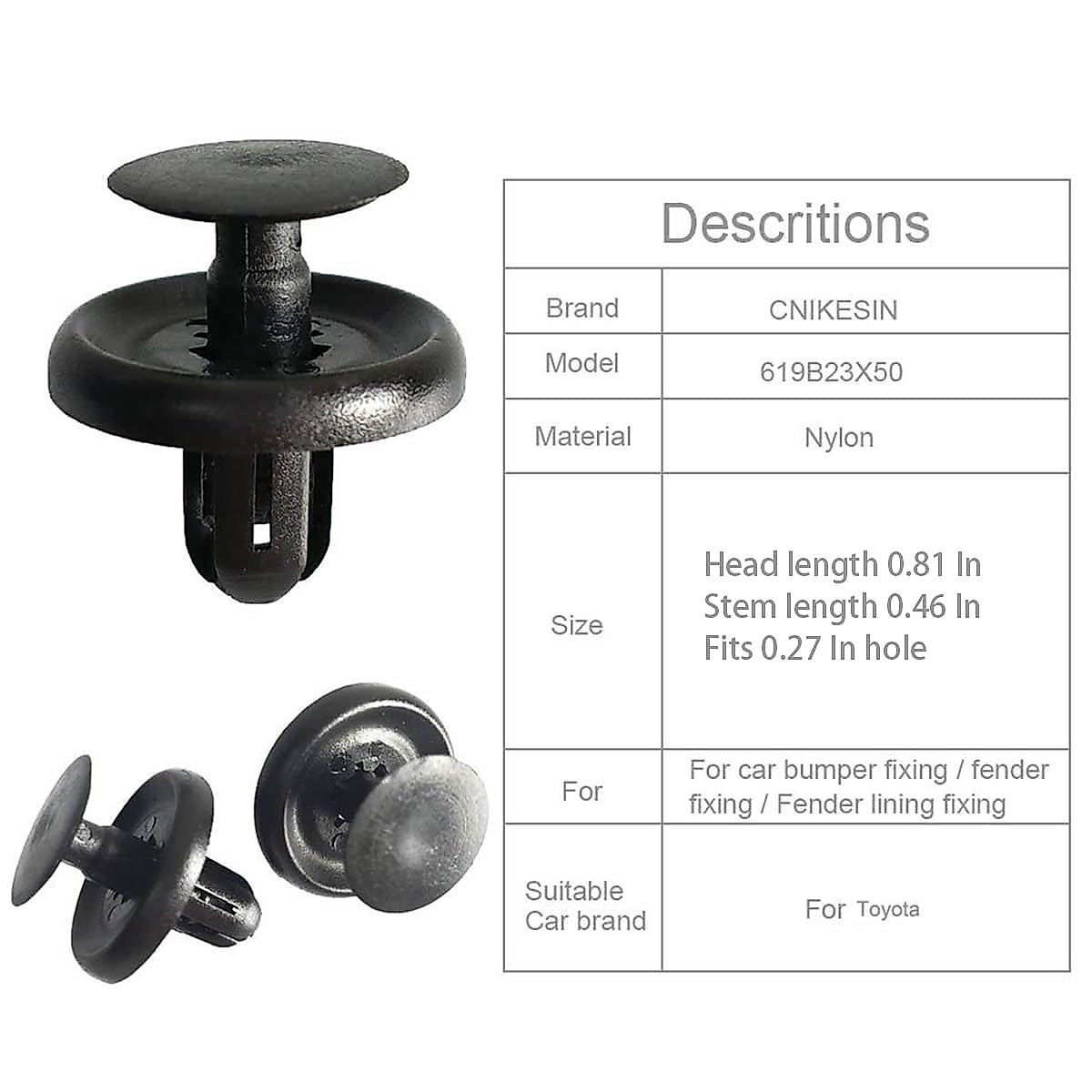 zipelo 100 Pcs Car Bumper Retainer Clips, Nylon Fender Clip with Fastener Remover Tool, Splash Shield Screws, Auto Push Retainer Rivets for Fender Door Trim Panel, Replacement OEM Number 90467-07201