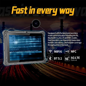 DORLAND EX Tablet12,12.2" Rugged Tablet,6300mAh+700mAh Dual Battery, Windows 10/11 Touchscreen Tablet PC,Intel i5 8E-Cores CPU 8GB RAM+128GB ROM,USB 3.0, Micro HDMI, 8MP +2MP Camera,Black