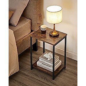 VASAGLE Side Table, Small End Table, Nightstand for Living Room, Bedroom, Office, Bathroom, Rustic Brown and Black ULET271B01, 5.7 " L X 11.8 " W X 19.7 " H