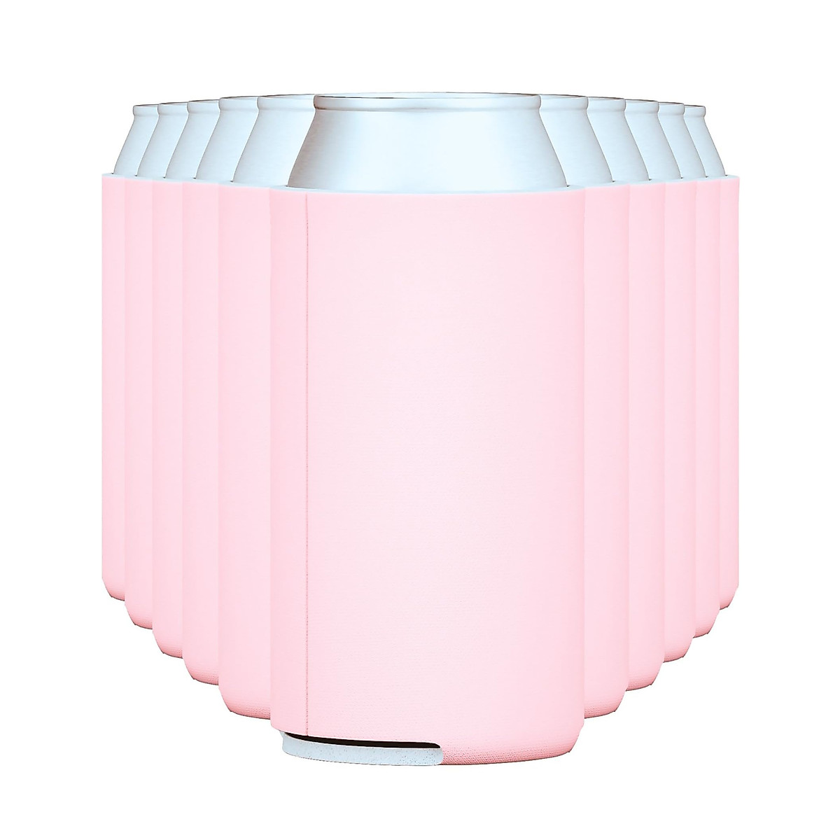 TahoeBay Slim Can Cooler Sleeves (12-Pack) Insulated Polyfoam, Scuba Knit Polyester Fabric Thermocoolers for 12oz Tall Skinny Beverage Cans - Blank Design, Ready for Printing (Blush)