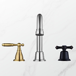 RKF Faucet- Replacement Classic Cross Knobs Handles with Valve Faucet Accessory Faucet Parts Faucet Kit Oil Rubber Bronze W033