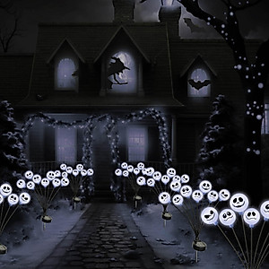 Janchs Upgraded 2 Pack 16LED Xmas Decorations Outdoor Solar Swaying Firefly Lights, Waterproof Solar Nightmare Xmas Pathway Lights Yard Garden Pathway Halloween Xmas Decor(Cool White) (JCS061)