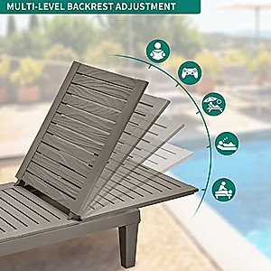 YITAHOME Chaise Outdoor Lounge Chairs, Set of 2, Taupe & DC America UBP18181-BR 18-Inch Cast Stone Umbrella Base, Made from Rust Free Composite Materials, Bronze Powder Coated Finish