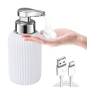 Kuxssul Automatic Foaming Soap Dispenser, 10.8oz/320ml Touchless Hand Soap Dispenser Rechargeable Foam Soap Dispenser, IPX5 Waterproof Smart Dish Soap Dispenser Electric Soap Dispenser